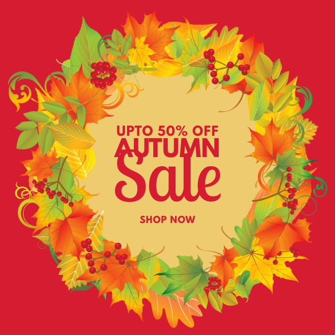 Autumn Fall Sale Discount Instagram Ad Editab Template | PosterMyWall