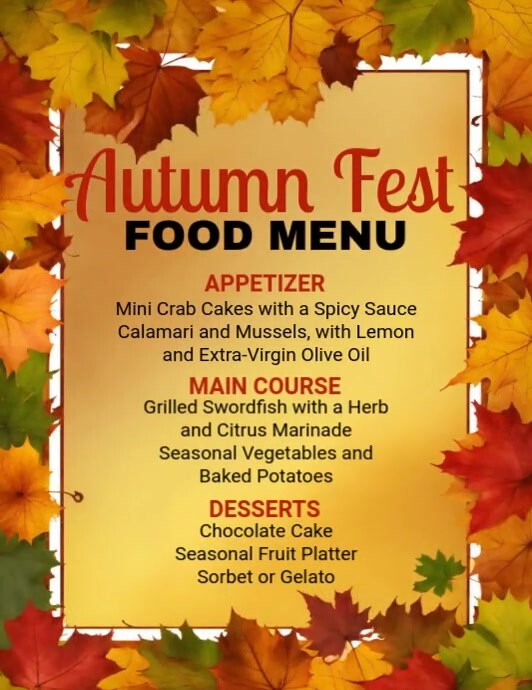 Plantilla de Autumn Fest Food Menu | PosterMyWall