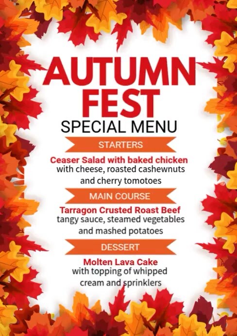 Autumn Fest Special Menu Templat | PosterMyWall