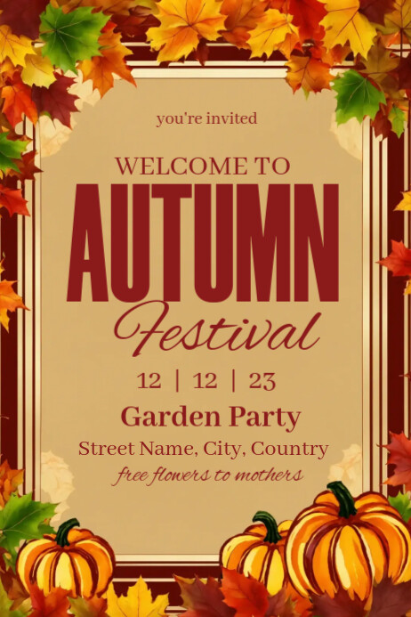 Autumn Festival Event Poster Templat | PosterMyWall