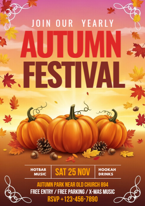 Autumn Festival Flyer A4 Template | PosterMyWall