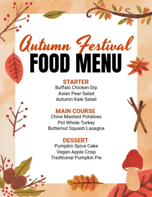 Autumn Festival Food Menu Template | PosterMyWall