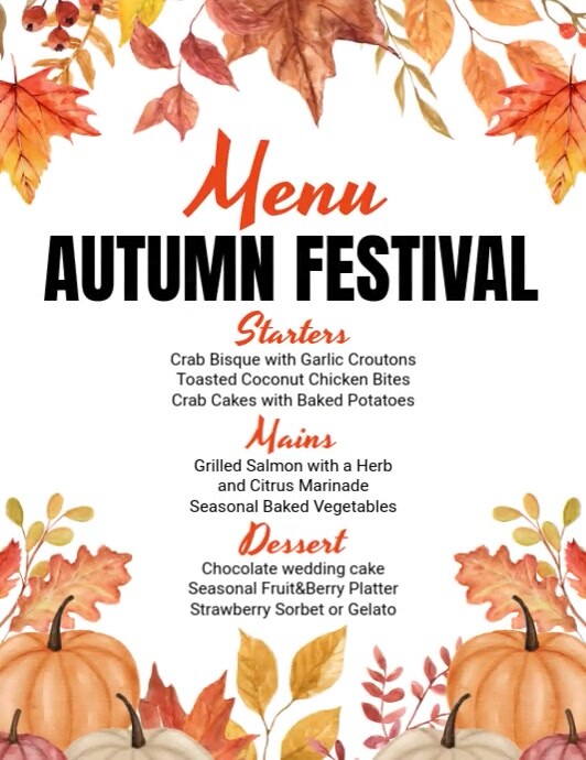 Autumn Festival Menu Template | PosterMyWall