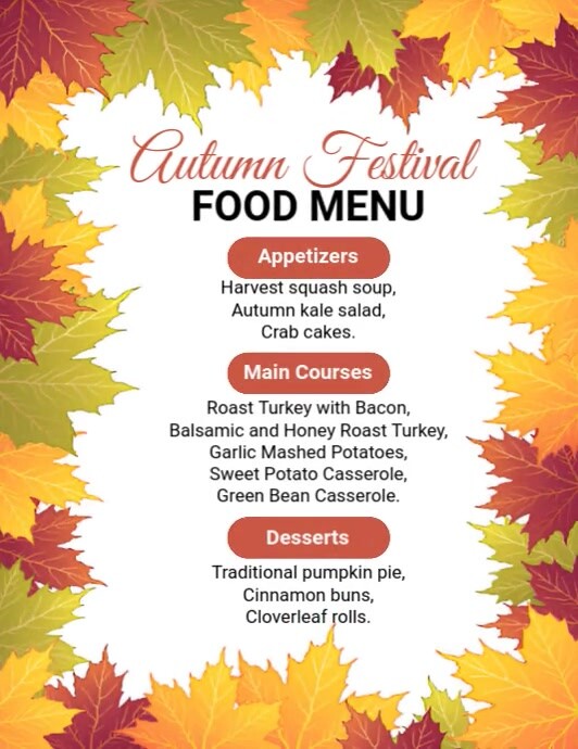 Autumn Festival Menu Template | PosterMyWall