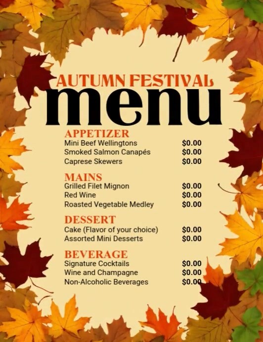 Autumn Festival Menu Template | PosterMyWall