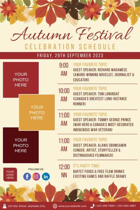 Autumn Festival Schedule Template | PosterMyWall