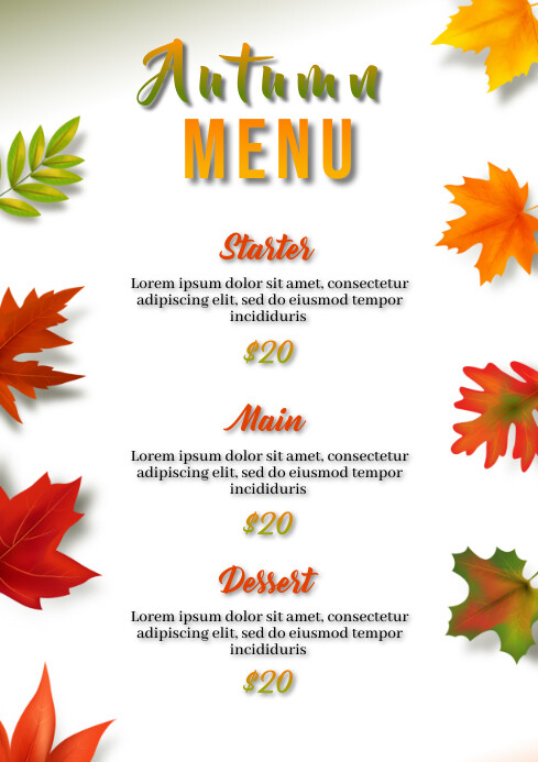 Autumn food menu card templata (3) Template | PosterMyWall