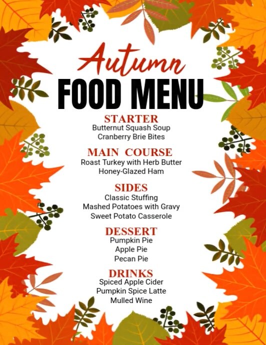 Autumn Food Menu Template | PosterMyWall