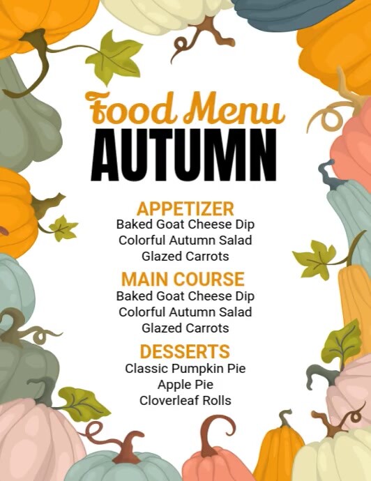 Autumn Food Menu Template | PosterMyWall