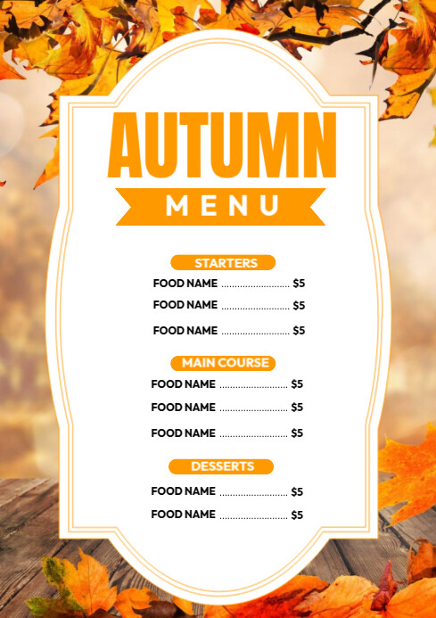 Plantilla de Autumn Food Menu | PosterMyWall