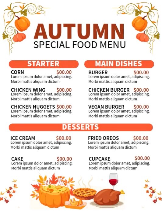 Plantilla de Autumn Food Menu | PosterMyWall