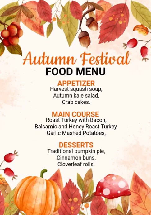 Plantilla de Autumn Food Menu | PosterMyWall