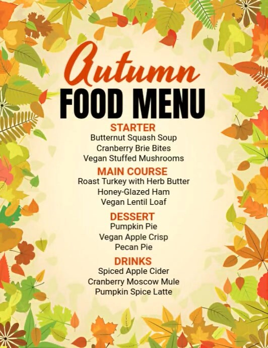 Autumn Food Menu Template | PosterMyWall