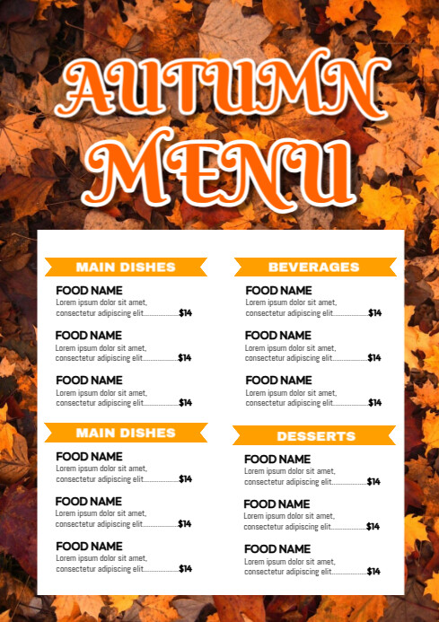 Autumn Food Menu Template | PosterMyWall