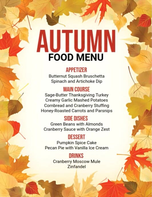 Autumn Food Menu Template | PosterMyWall