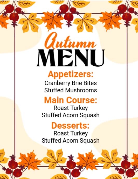 Plantilla de Autumn Food Menu | PosterMyWall