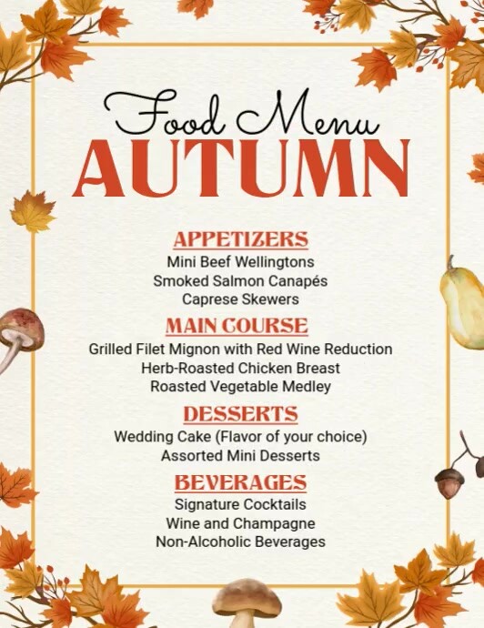 Plantilla de Autumn Food Menu | PosterMyWall
