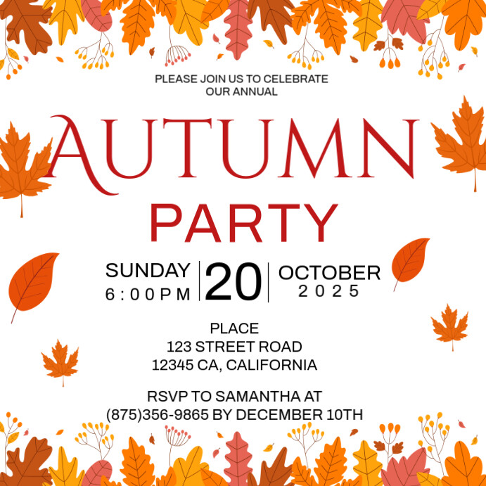 Autumn Invitation Modelo | PosterMyWall