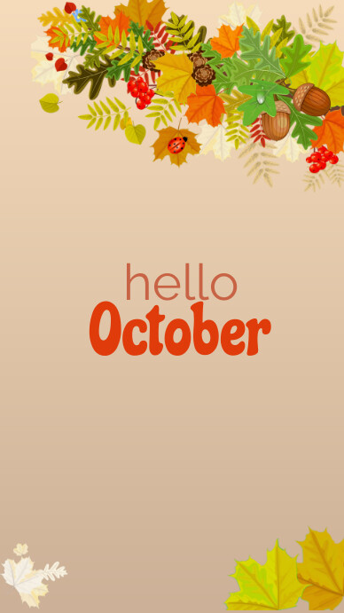 autumn leaf hello october instagram Template | PosterMyWall