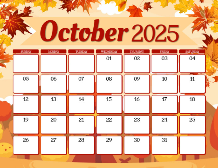 Autumn Maximalist Calendar October 2025 Flyer (us Letter) Template ...