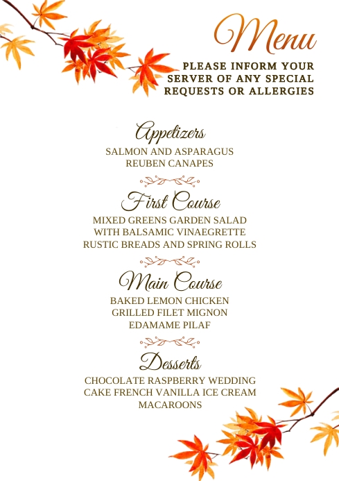 Autumn Menu A1 Template | PosterMyWall