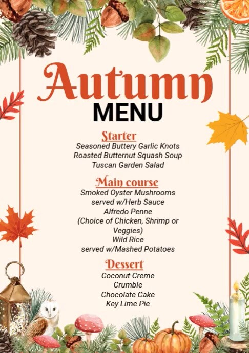 Plantilla de Autumn Menu Ads | PosterMyWall