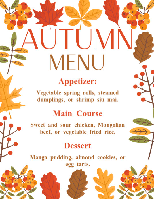 Autumn Menu Celebration Template | PosterMyWall
