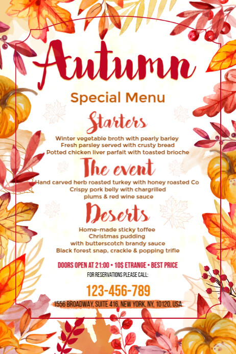 Autumn Menu Template | PosterMyWall
