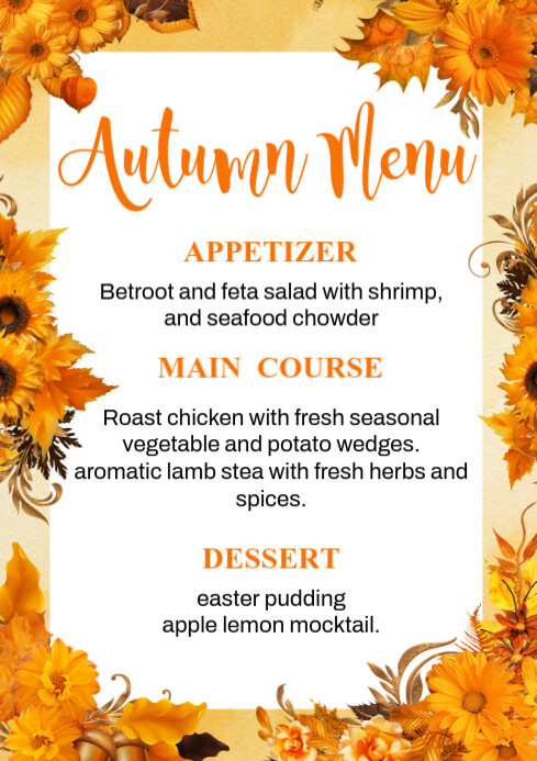 Autumn Menu Template | PosterMyWall