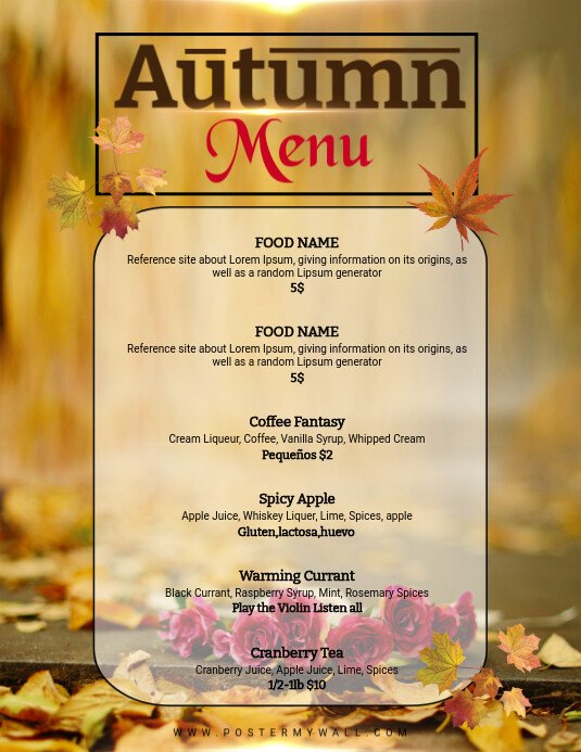 Modèle Autumn Menu | PosterMyWall