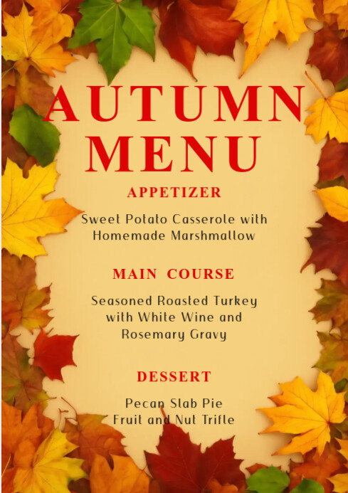 Autumn Menu Template | PosterMyWall