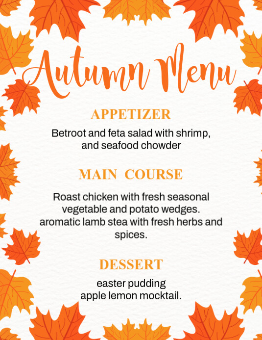 Autumn Menu Invitation Template | PosterMyWall