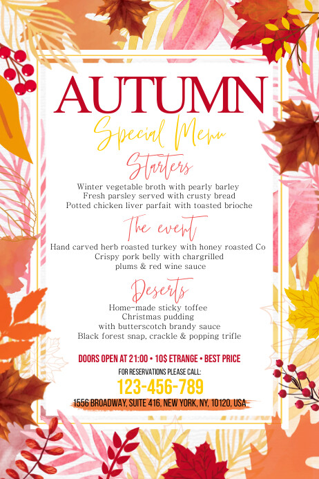 Plantilla de Autumn Menu Poster | PosterMyWall