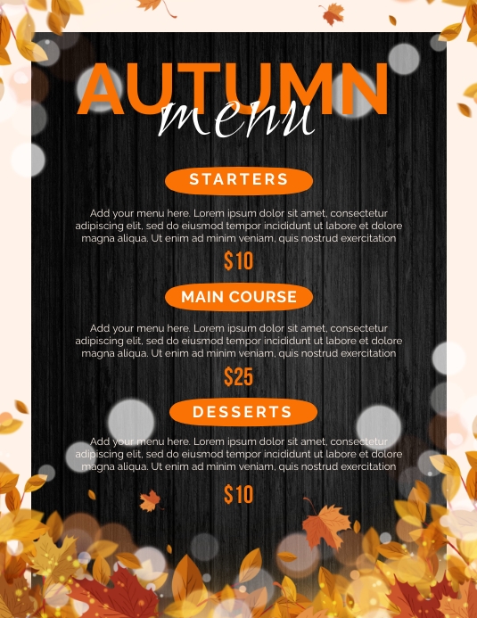 Autumn Menu Template | PosterMyWall