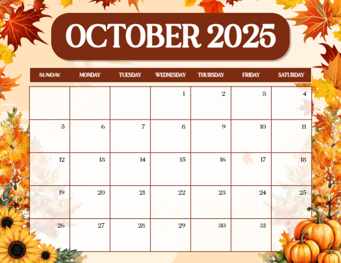 Copy of Autumn Modern & Minimal Calendar October 2025 Flyer (us Letter ...