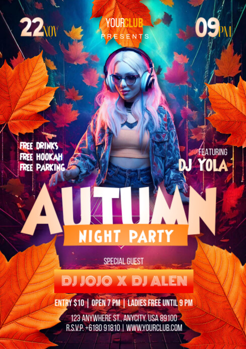 Autumn Night Party Event Poster Flyer Template | PosterMyWall
