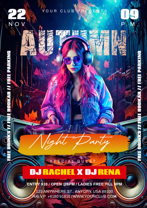 Autumn Night Party Event Poster Flyer Template | PosterMyWall