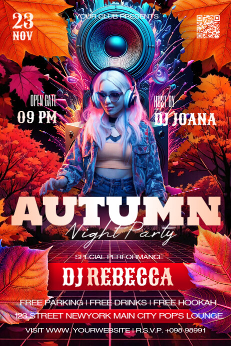 Autumn Night Party Event Poster Flyer Template | PosterMyWall