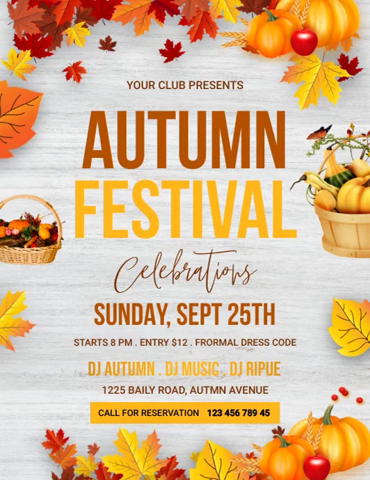 Autumn Party, fall, harvest flyer Template | PosterMyWall
