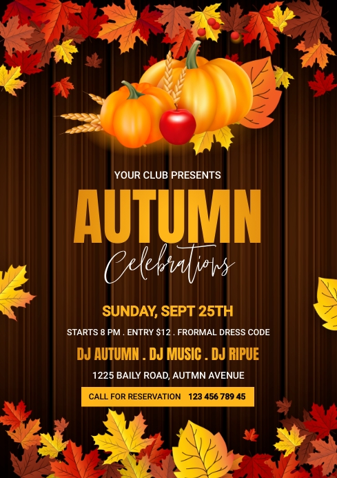 Autumn Party, fall, harvest flyer Template | PosterMyWall