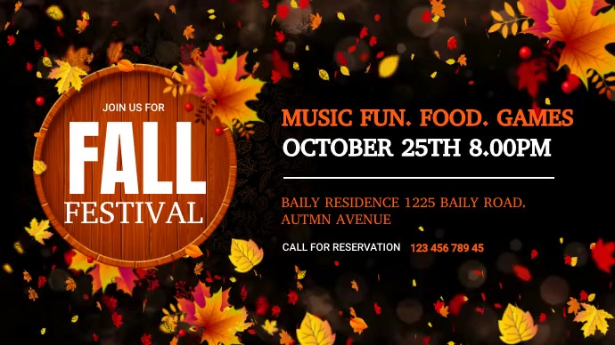 Autumn Party, fall, twitter post Template | PosterMyWall