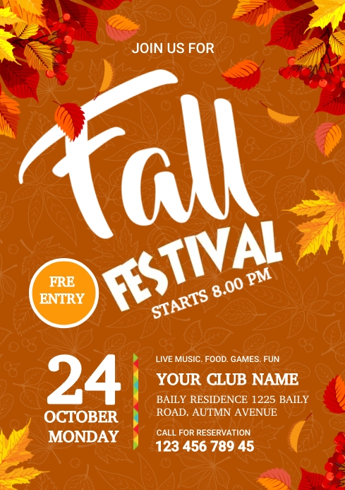Autumn Party, fall festival, harvest flyer Template | PosterMyWall