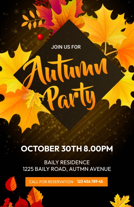 Autumn Party, fall party flyer Template | PosterMyWall