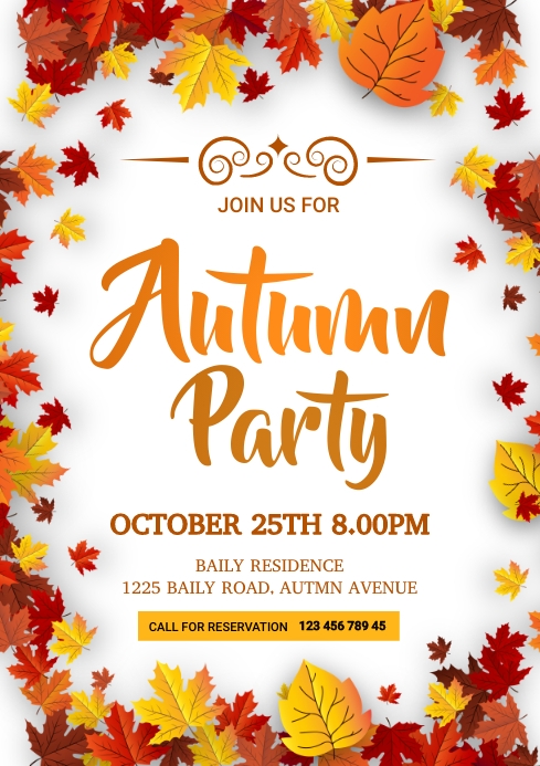 Autumn Party, fall party flyer Template | PosterMyWall