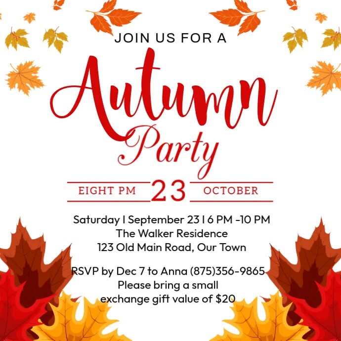 Autumn Party Invitation Template | PosterMyWall
