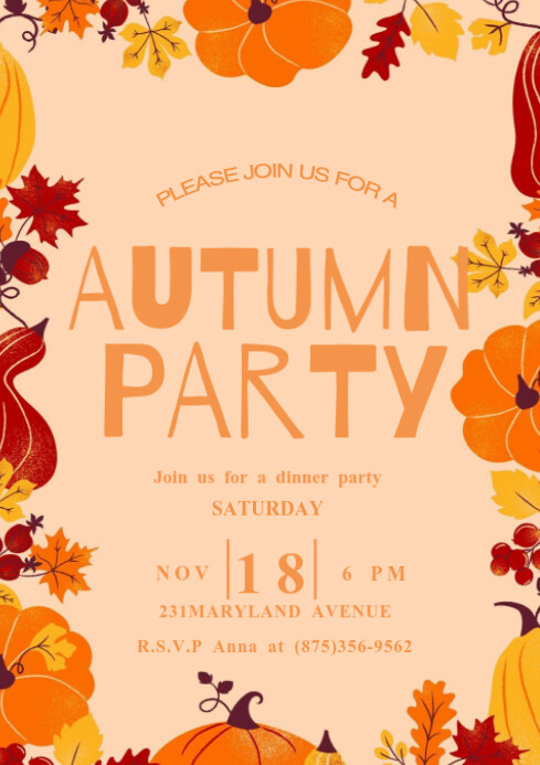 Autumn Party Invitation Template | PosterMyWall