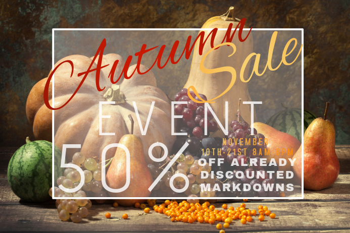 Autumn Sale Retail Harvest Fall Discount Coupon Promo Foliag Template ...