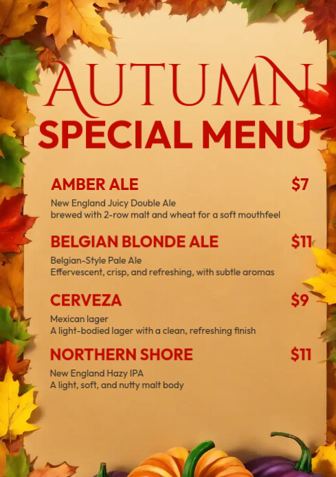 Modèle Autumn Special Menu | PosterMyWall