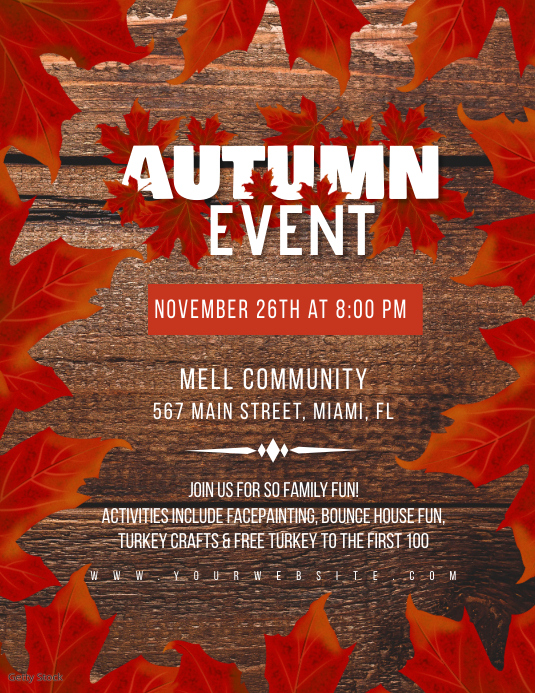 Autumn Thanksgiving Community Event Flyer Template | PosterMyWall
