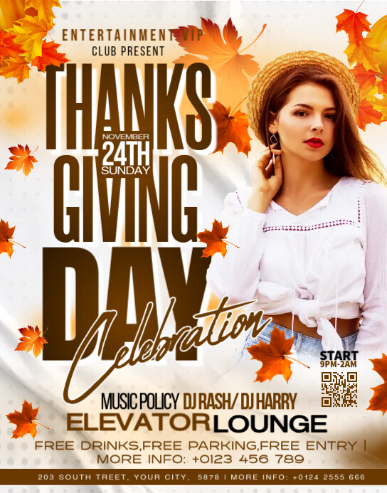 Copy of Autumn Thanksgiving Day Celebration Party Flyer | PosterMyWall